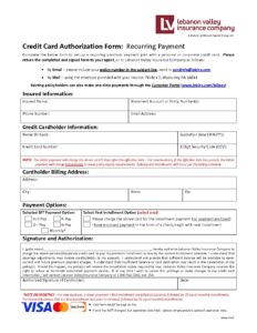 LV Recurring CC Auth Form | Lebanon Valley Insurance Company